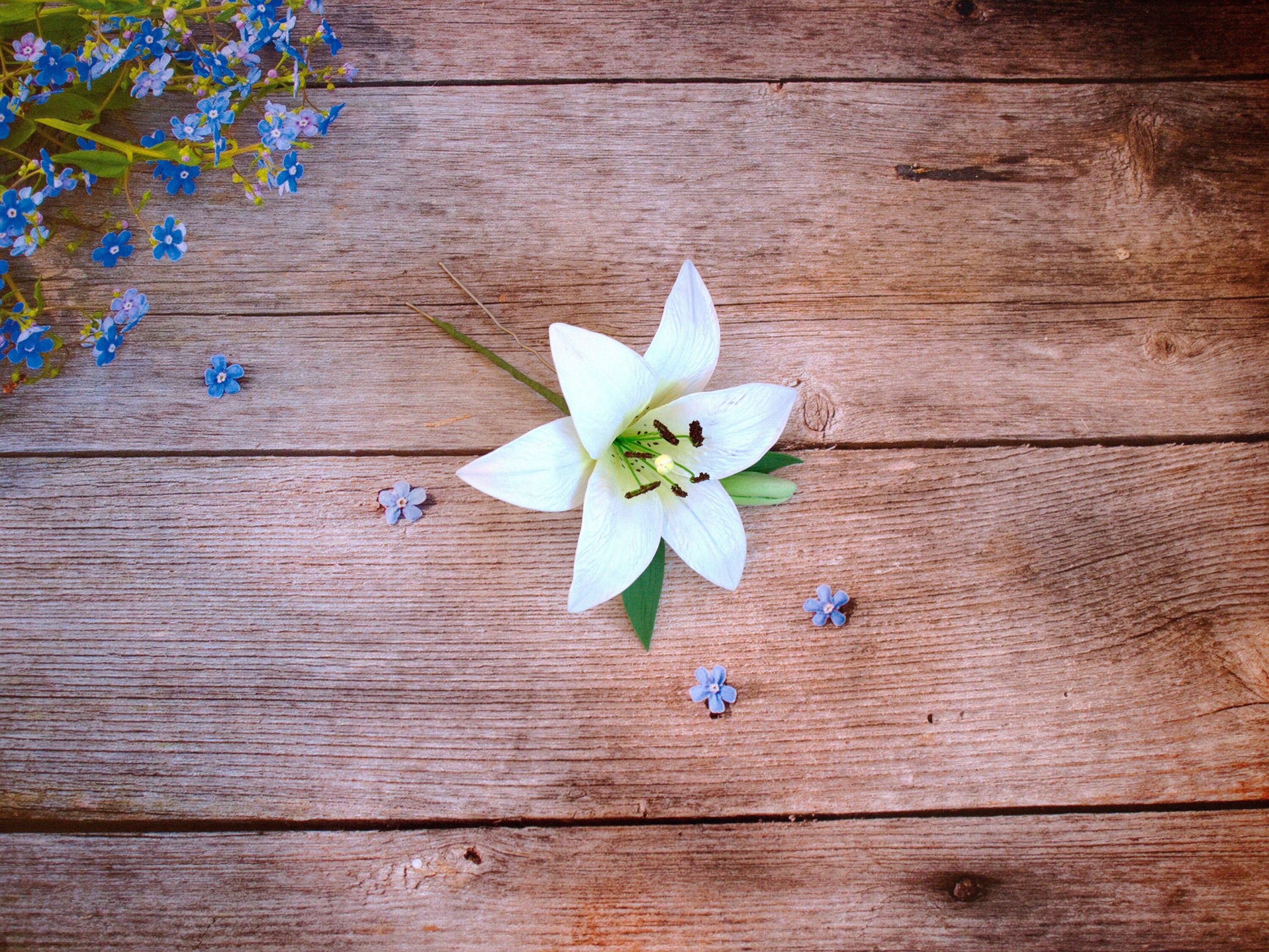 White Lily Hair Pin Wedding Hair Pins Flowers Hair Pin Bridal - Etsy