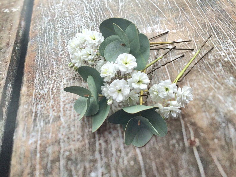 Eucalyptus Gypsophila Hair Pins Greenery Baby Breath Hair Pins | Etsy