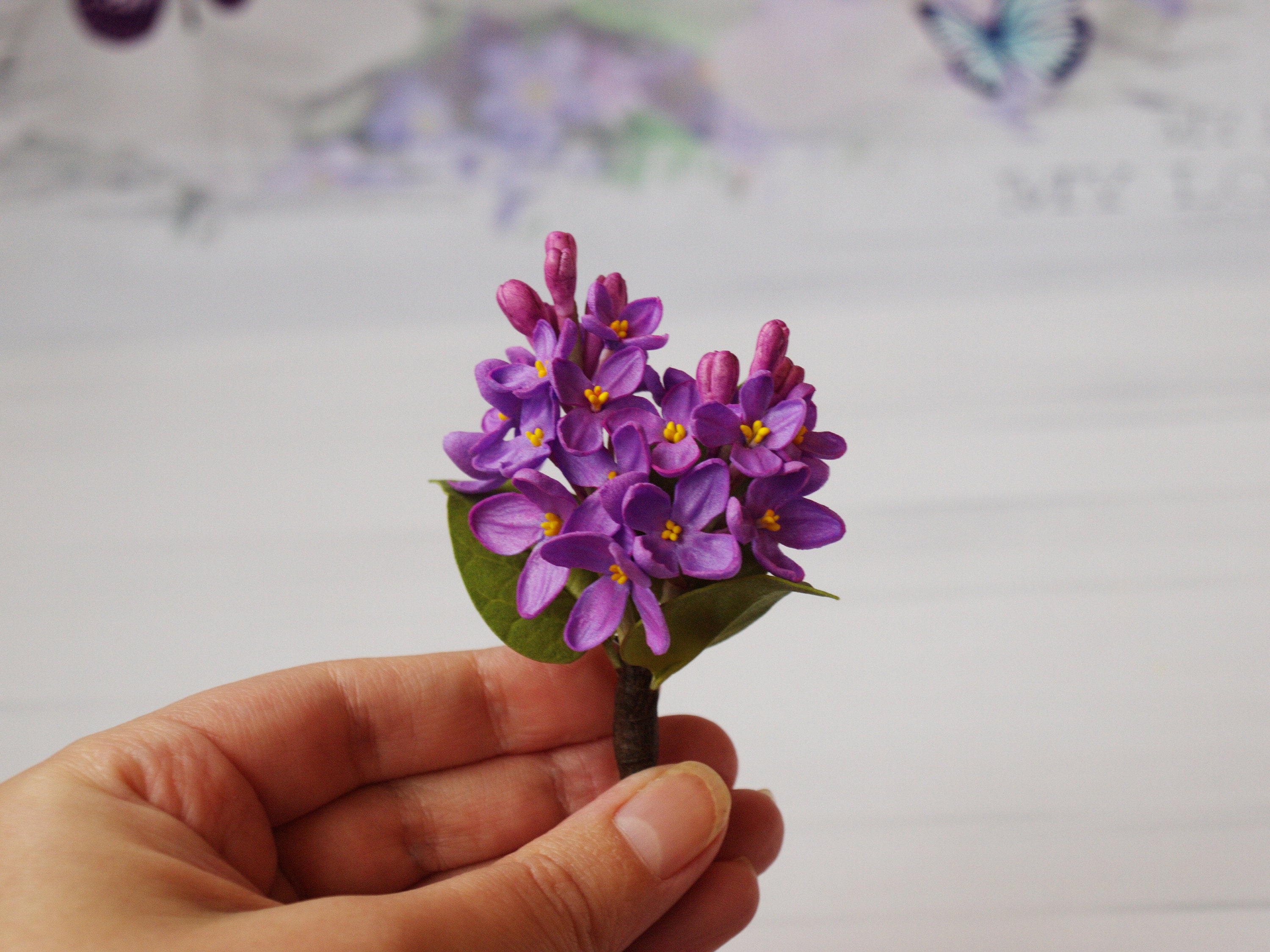 Lilac Brooch Floral brooch Lilac boutonniere Spring flower | Etsy