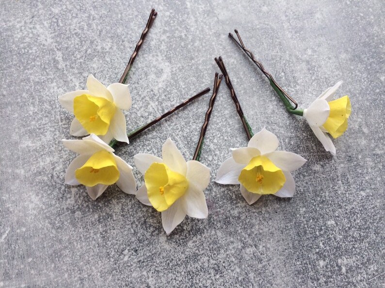 Daffodil Flower Hair Pins White Daffodil Hair Piece - Etsy