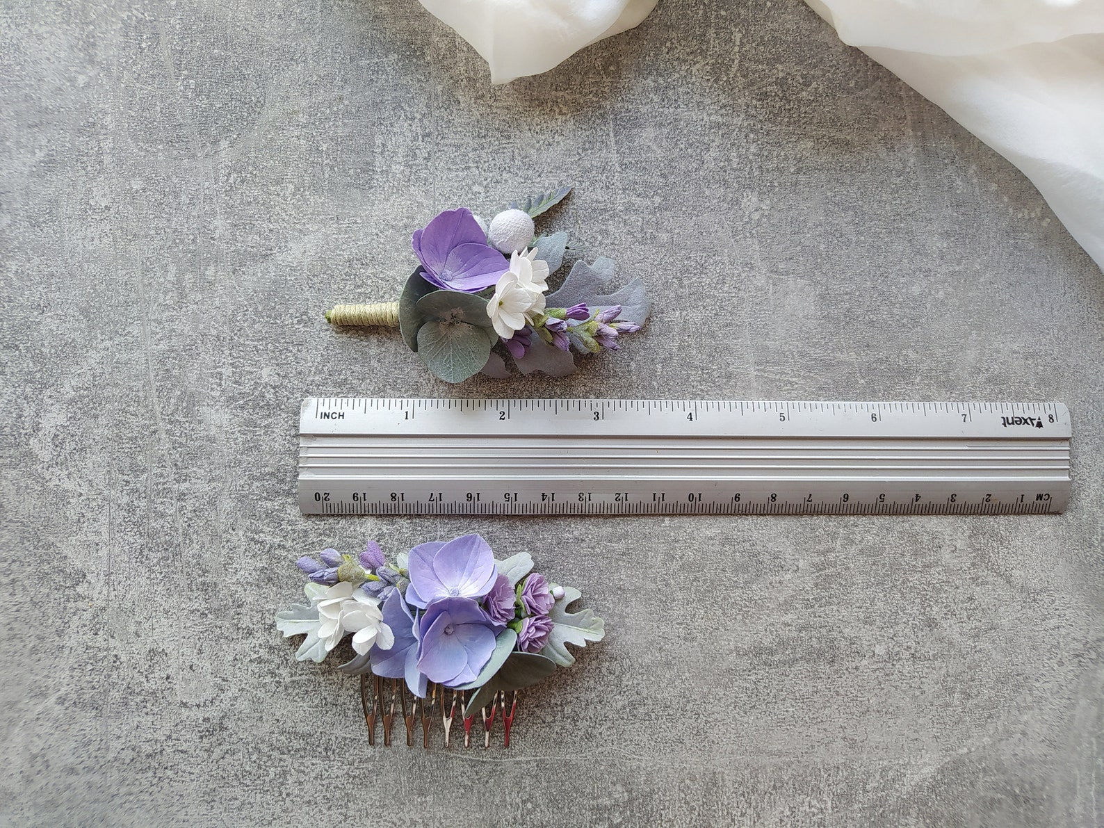 Lilac Hair Comb Groom Brooch Boutonniere Eucalyptus Lavender | Etsy