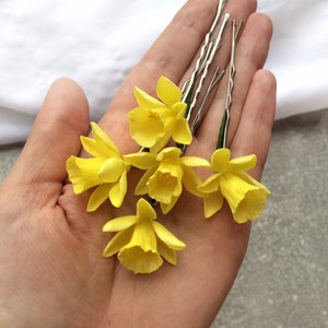 Daffodil Hair Pins Yellow Flower Hair Piece - Etsy