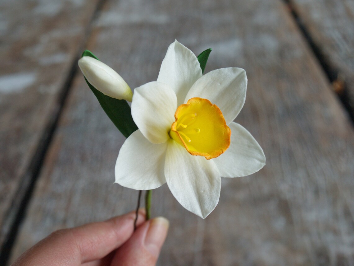 Daffodil Bridal Hair Pin White Daffodil Wedding Hair Pin | Etsy