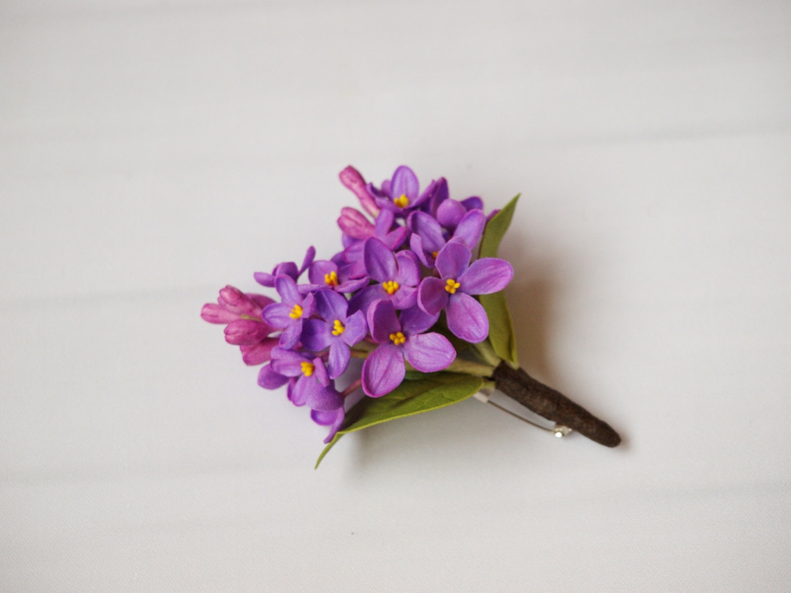 Lilac Brooch Floral brooch Lilac boutonniere Spring flower | Etsy