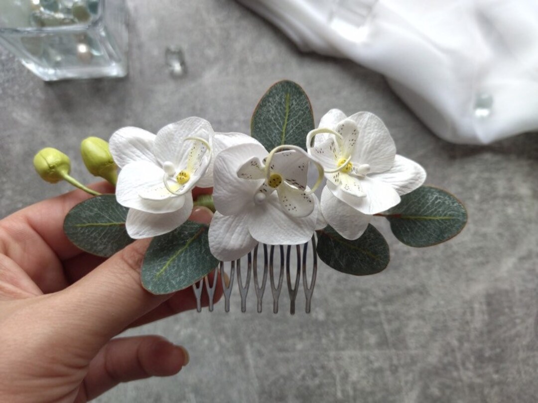 Orchid Hair Comb White Orchid Hair Flower Orchid Hair Piece Wedding - Etsy
