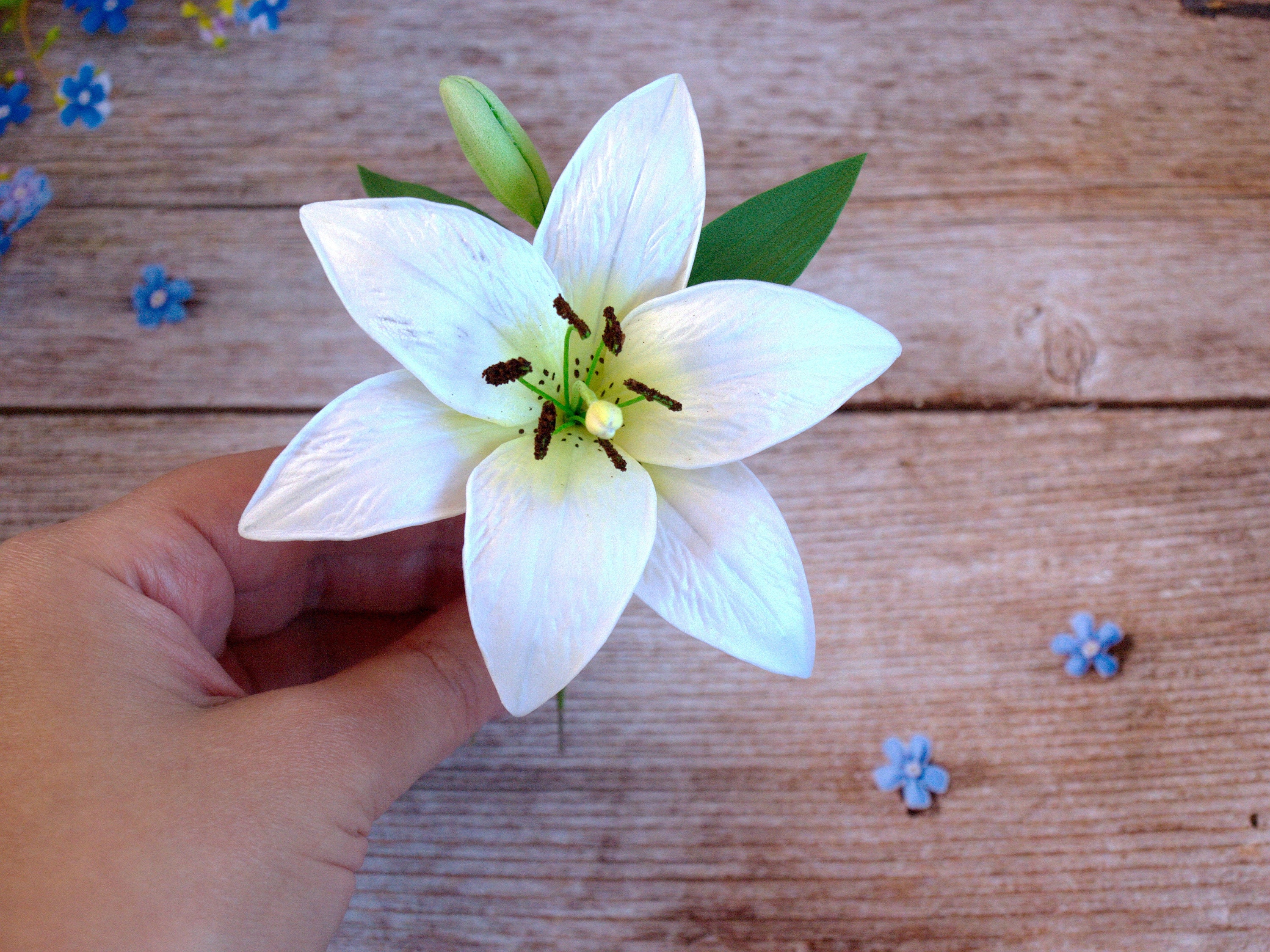 White Lily Hair Pin Wedding Hair Pins Flowers Hair Pin Bridal - Etsy