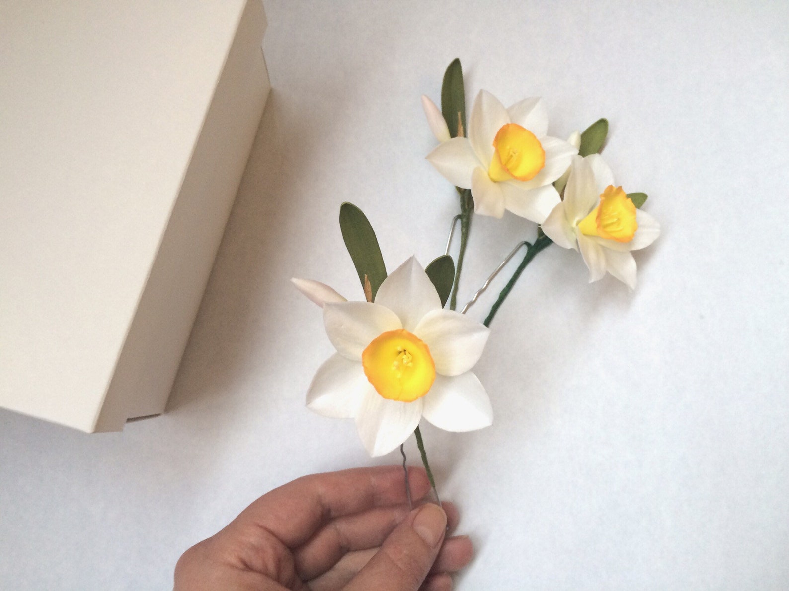 Daffodil Bridal Hair Pin White Daffodil Wedding Hair Pin | Etsy