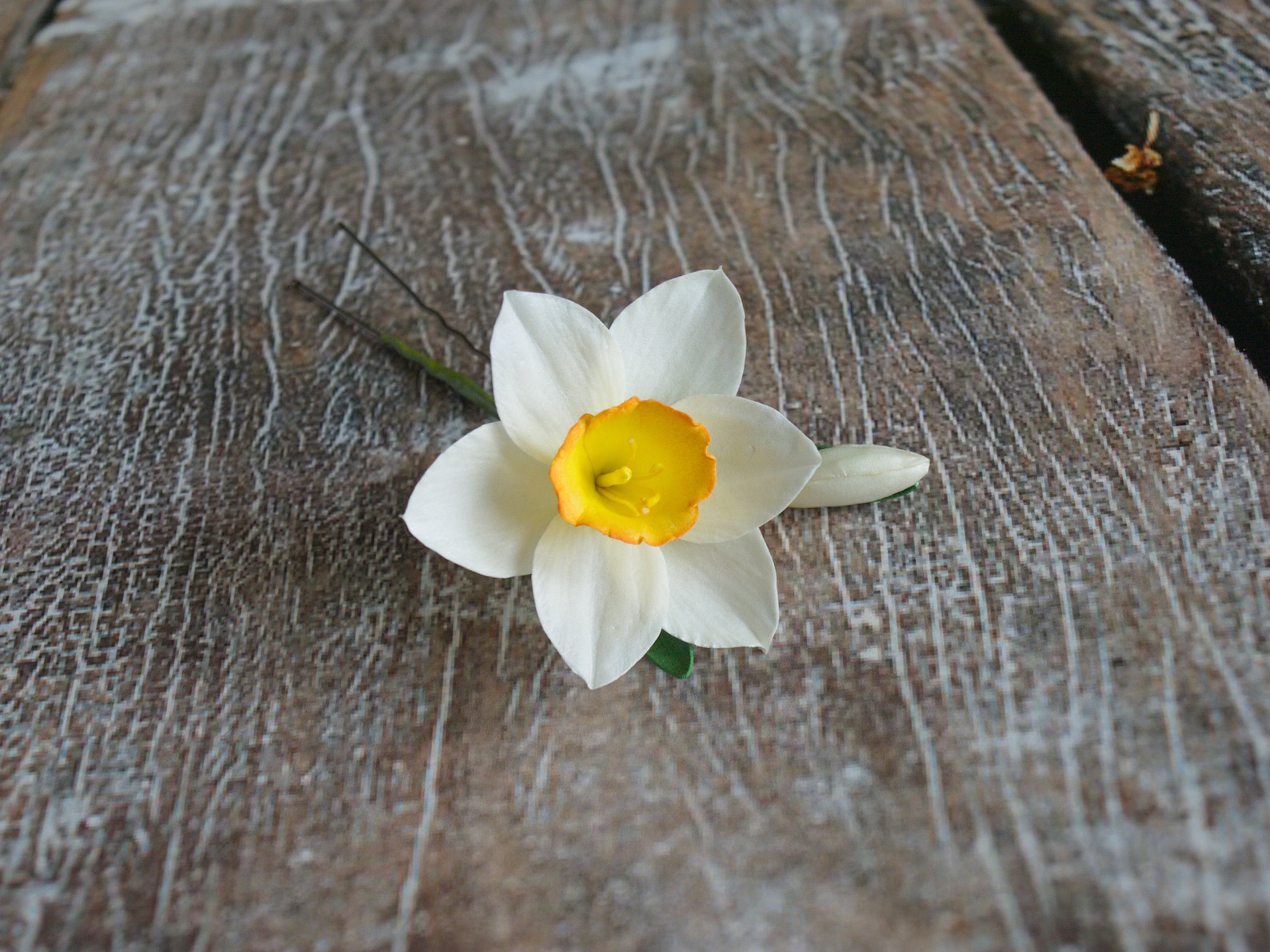 Daffodil Bridal Hair Pin White Daffodil Wedding Hair Pin | Etsy