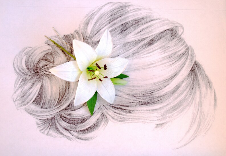 White Lily Hair Pin Wedding Hair Pins Flowers Hair Pin Bridal - Etsy
