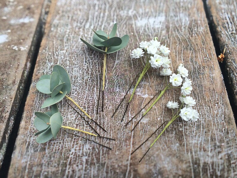 Eucalyptus Gypsophila Hair Pins Greenery Baby Breath Hair Pins | Etsy