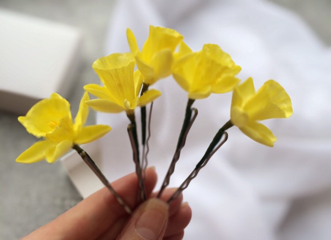 Daffodil Hair Pins Yellow Flower Hair Piece - Etsy