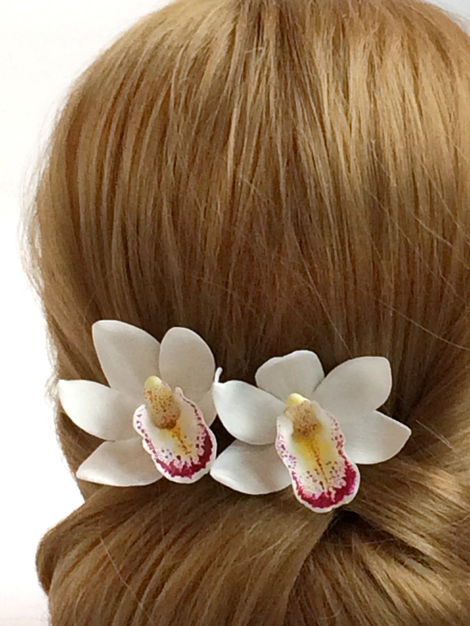 Orchid Hair Pin White Orchid Flowers Booby Pins Beach Wedding - Etsy