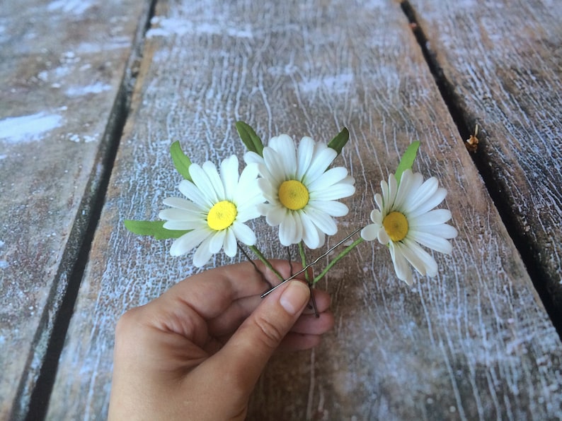 Daisy Hair Pins White Daisy Hair Flower Wedding Hair Piece Wedding Hair ...