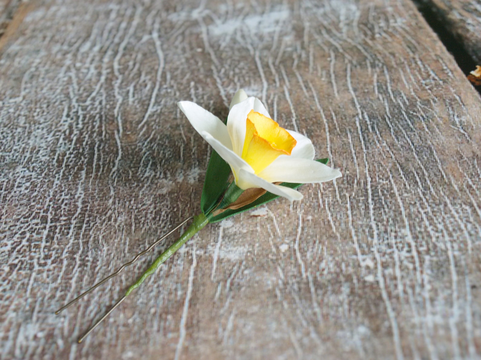 Daffodil Bridal Hair Pin White Daffodil Wedding Hair Pin | Etsy