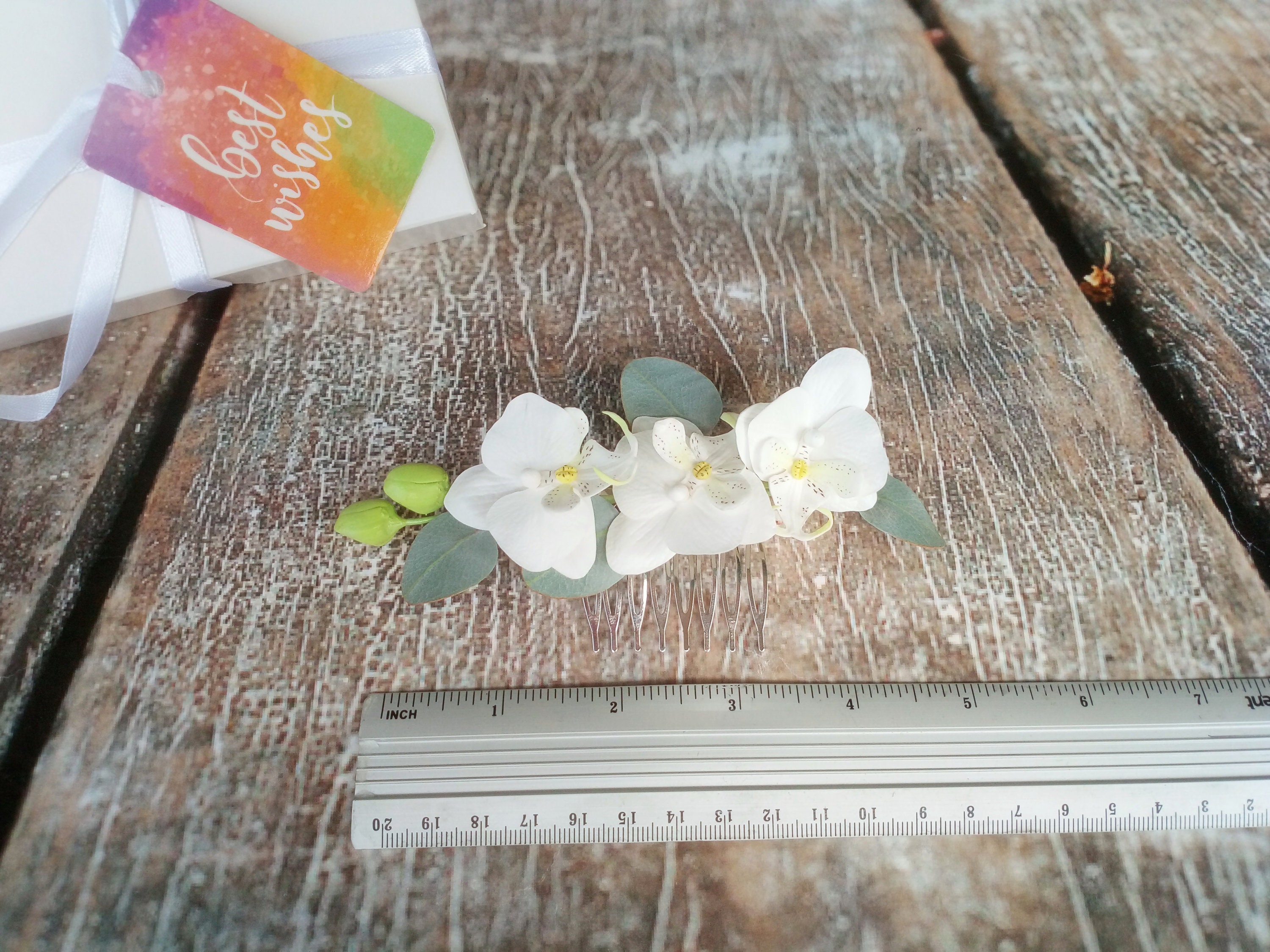 Orchid hair comb White orchid hair flower Orchid hair piece | Etsy