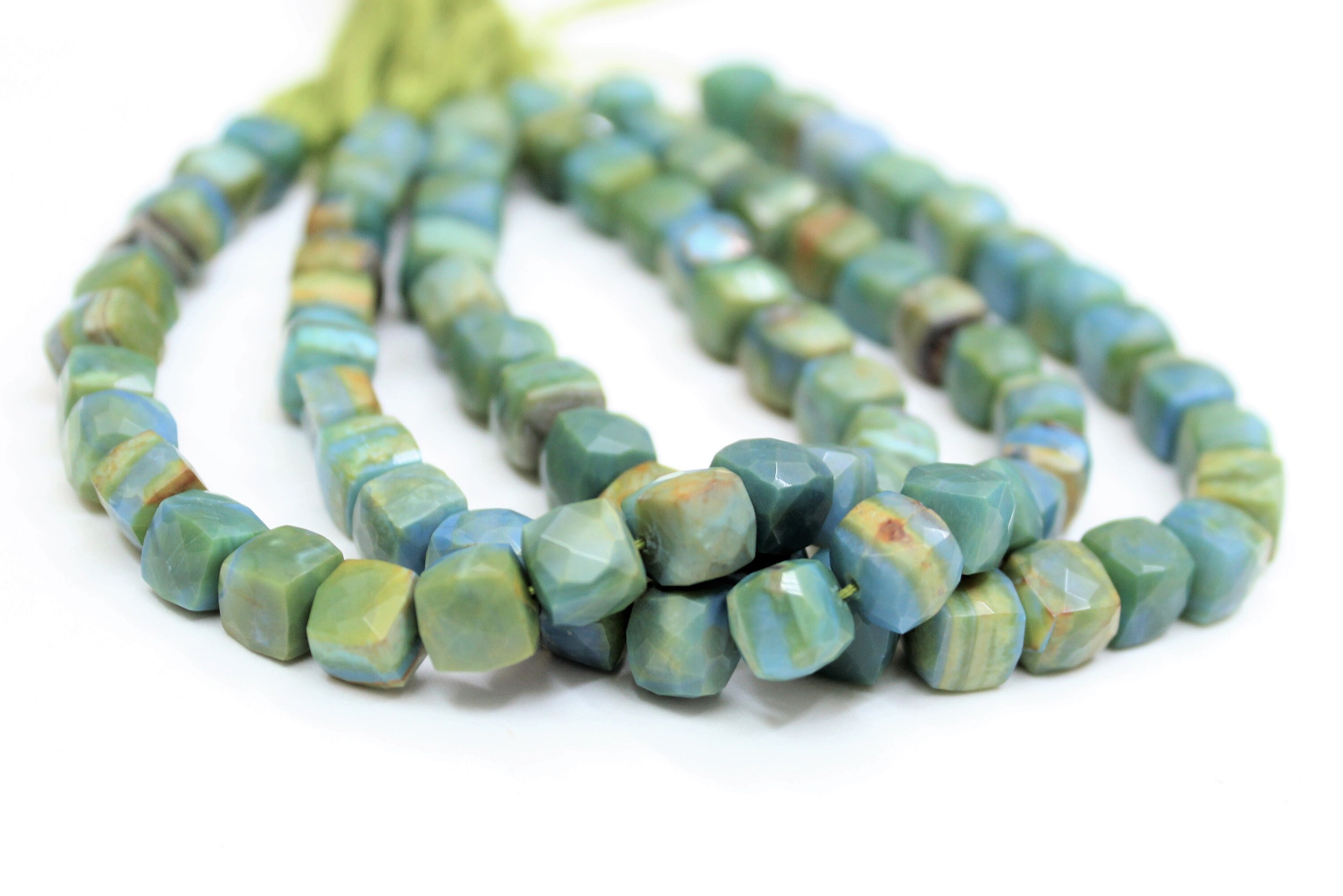 16/8' inch Teal Blue Opal Cube Beads Opal Faceted | Etsy