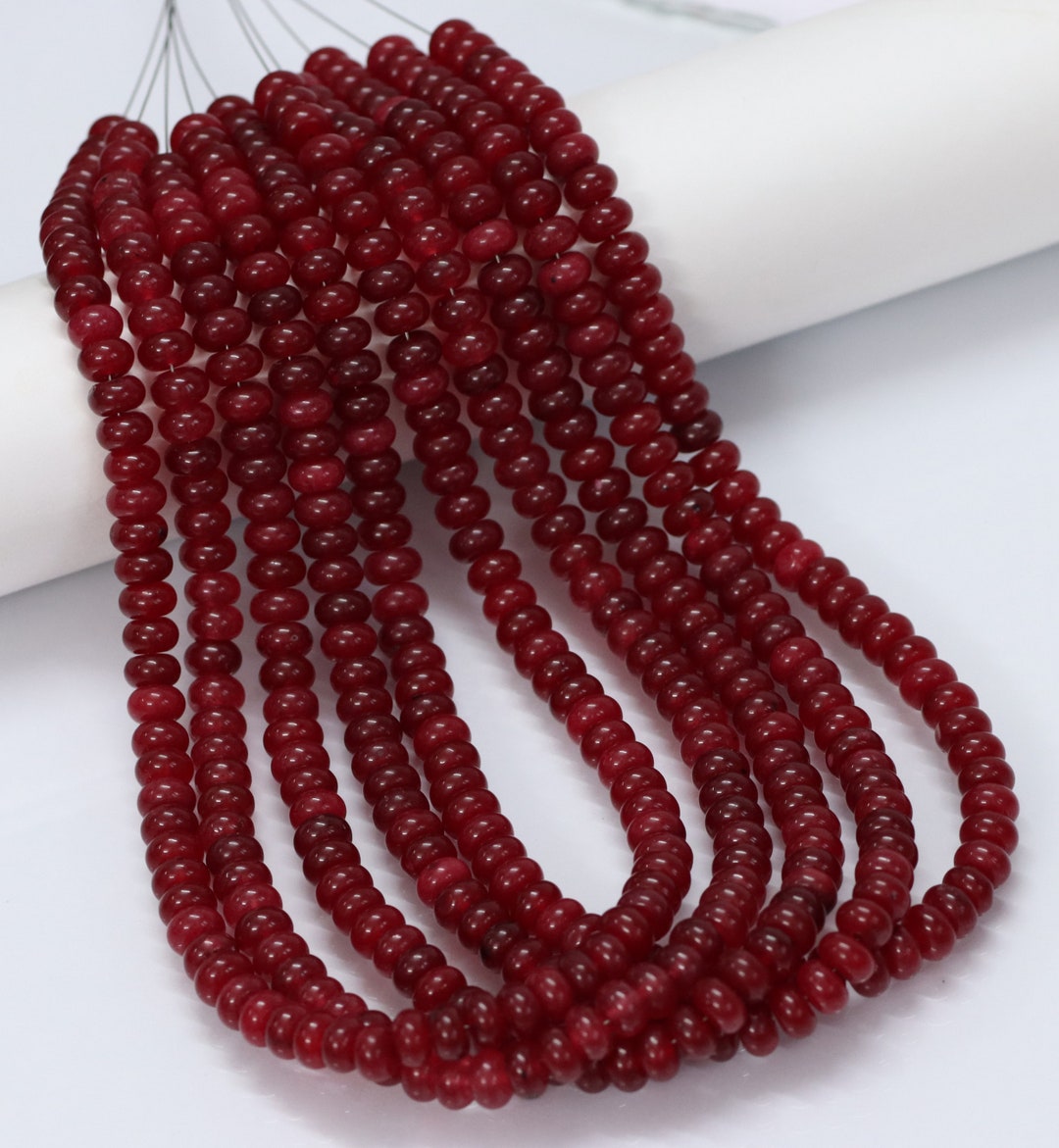 8mm Red Wine Color Quartz Smooth Rondelle Beads, 15 Inch Red Wine ...