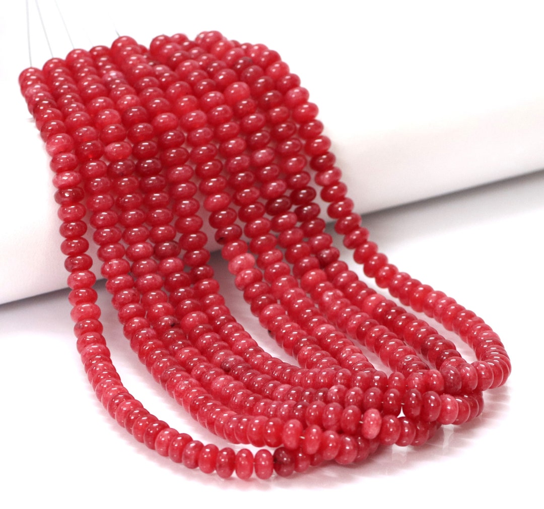 8mm Cherry Red Color Quartz Smooth Rondelle Beads, 15 Inch Cherry Red ...