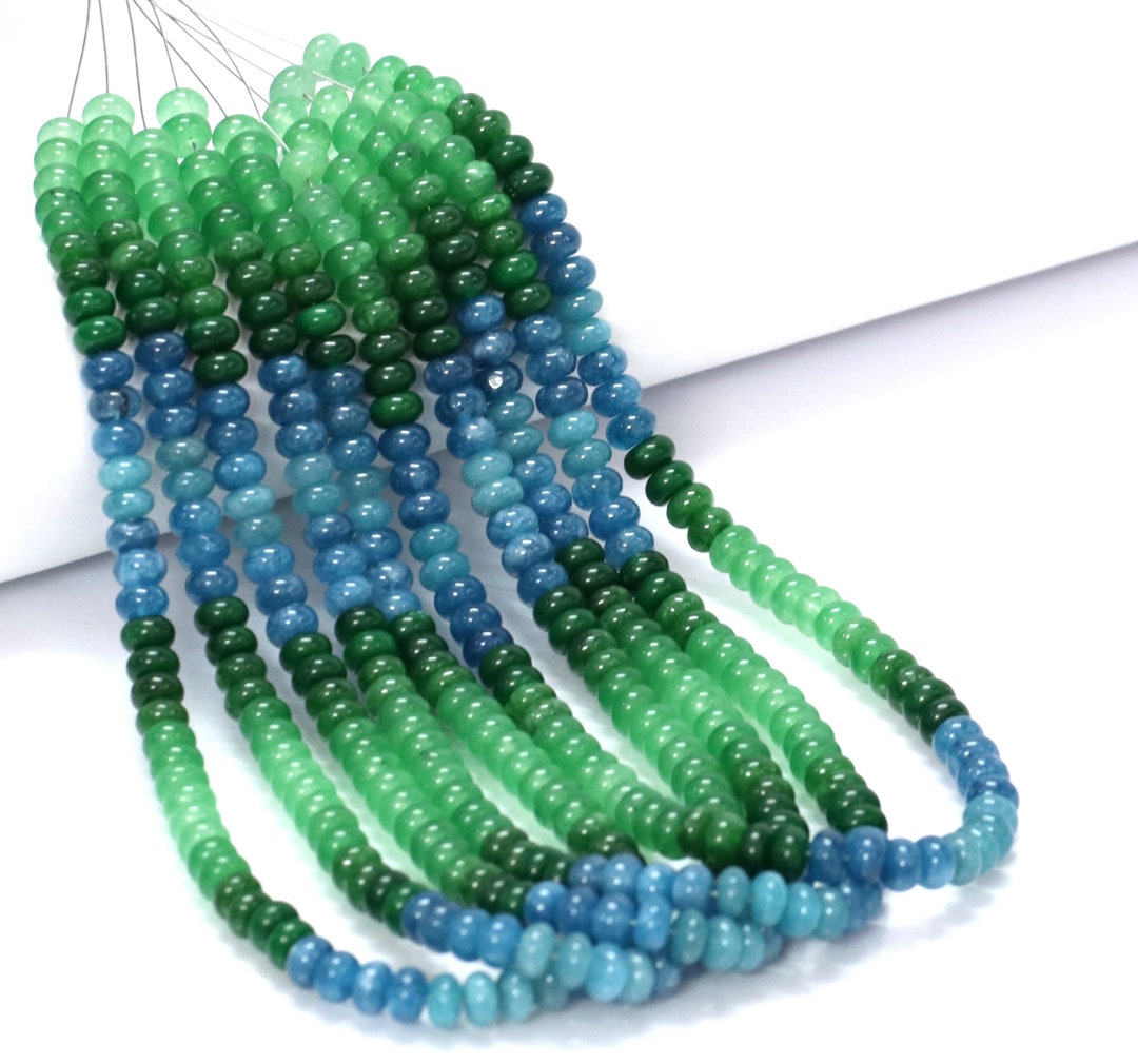 8mm Blue Green Shaded Color Quartz Smooth Rondelle Beads, 15 Inch Blue ...