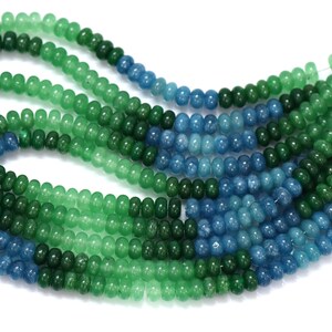 8mm Blue Green Shaded Color Quartz Smooth Rondelle Beads, 15 Inch Blue ...