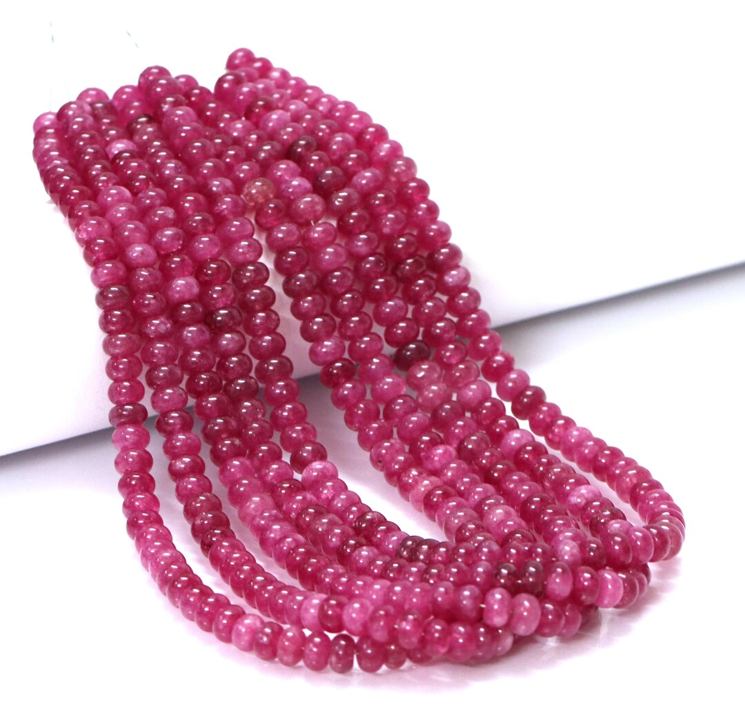 8mm Jucie Pink Color Quartz Smooth Rondelle Beads, 15 Inch Dark Pink ...