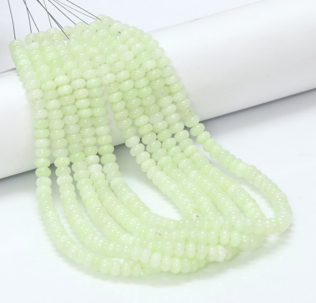 8mm Lime Green Color Quartz Smooth Rondelle Beads, 15 Inch Green Quartz ...