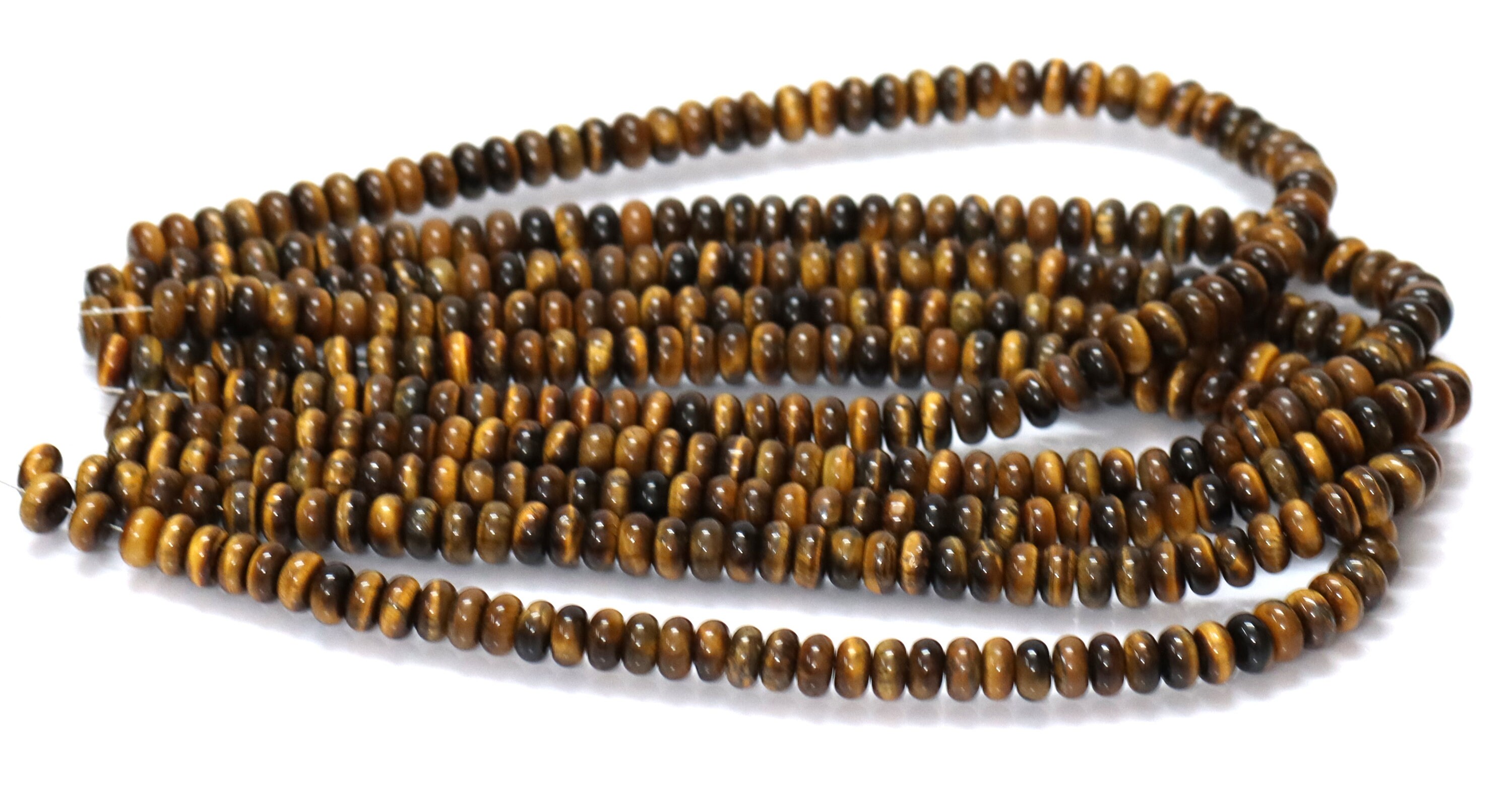 8mm Tiger's Eye Color Quartz Smooth Rondelle Beads, 15 Inch Tiger Eye ...