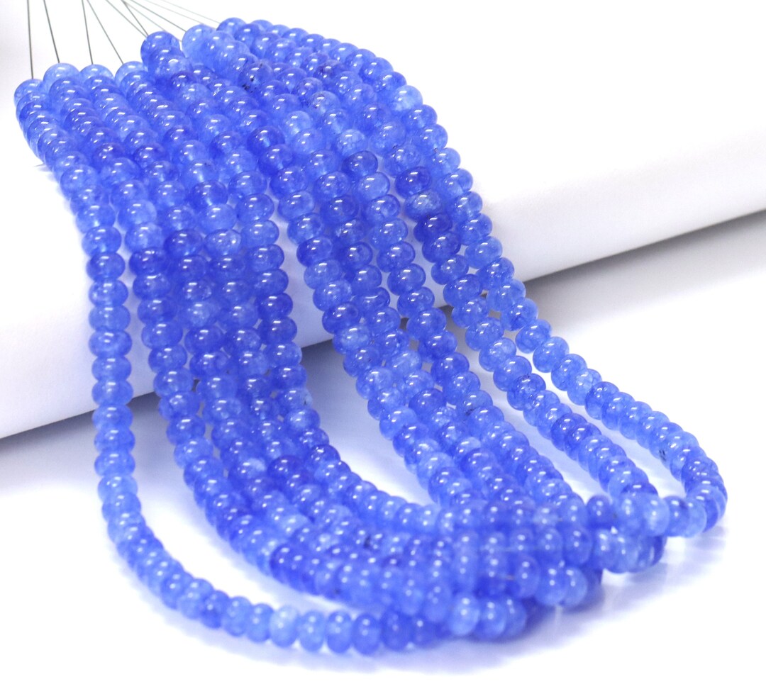 8mm Neon Color Quartz Smooth Rondelle Beads, 15 Inch Blue Quartz Plain ...