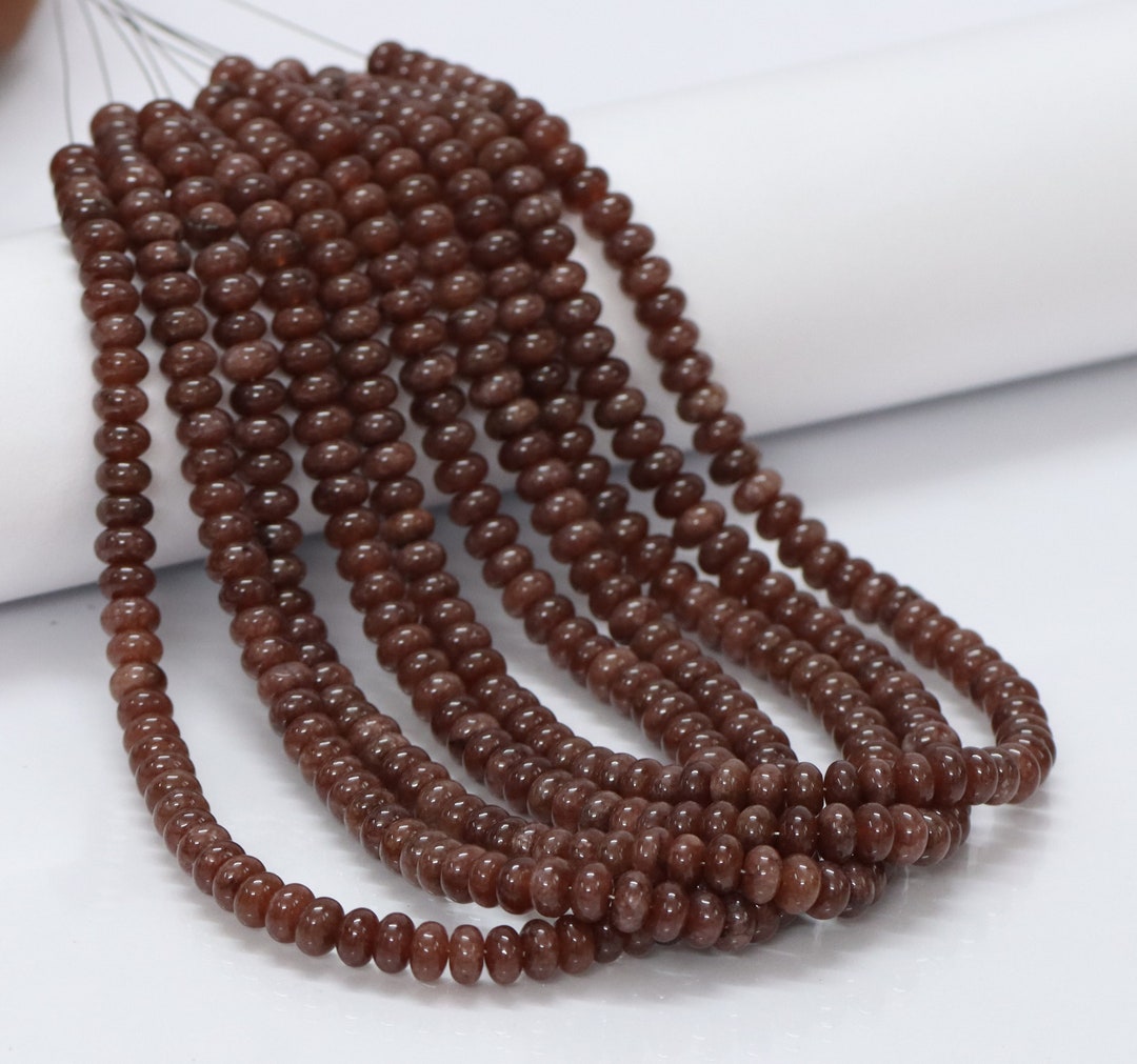 8mm Dark Chocalate Color Quartz Smooth Rondelle Beads, 15" Brown Quartz ...