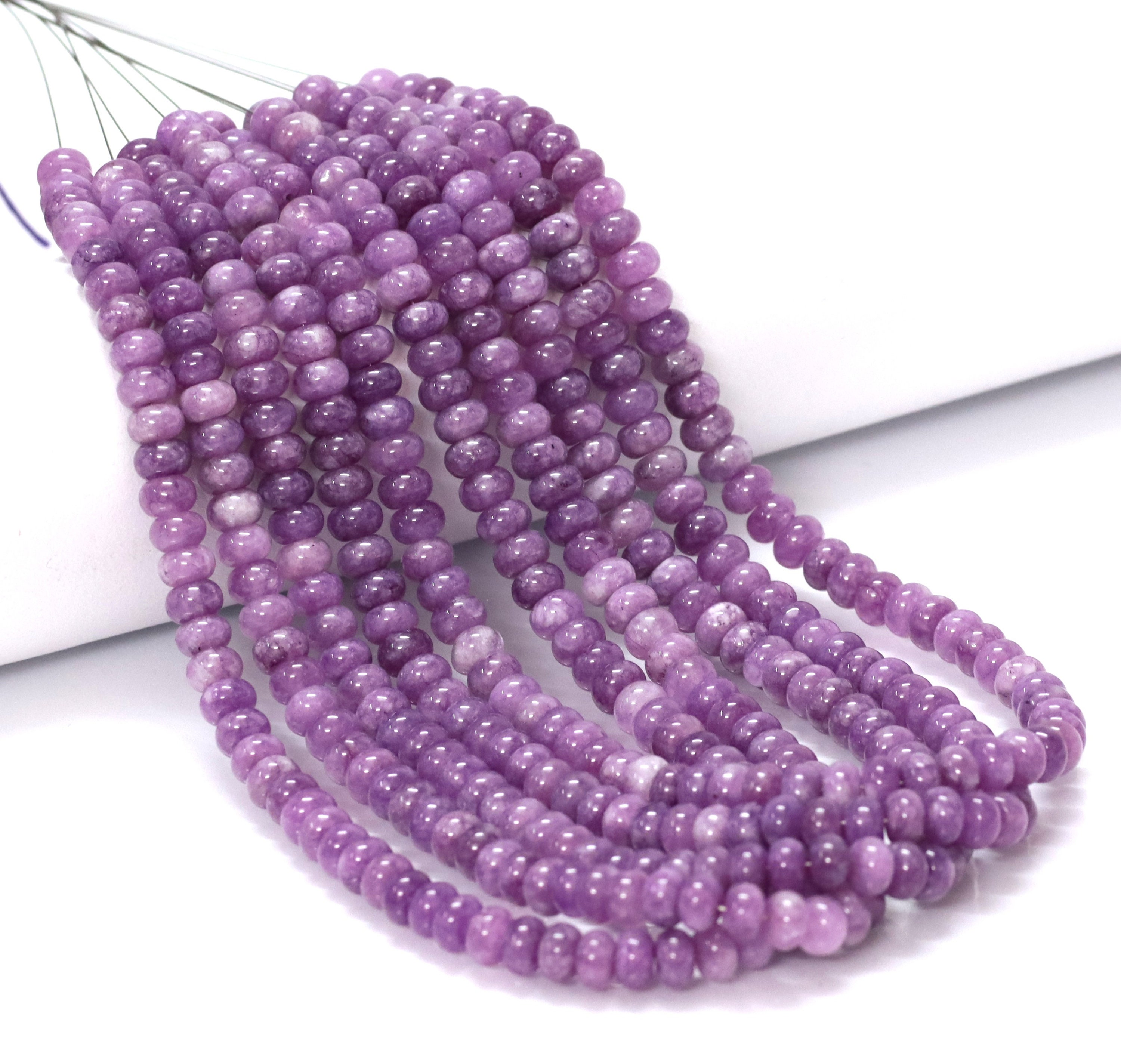 8mm Charoite Color Quartz Smooth Rondelle Beads, 15 Inch Purple Quartz ...