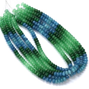 8mm Blue Green Shaded Color Quartz Smooth Rondelle Beads, 15 Inch Blue ...