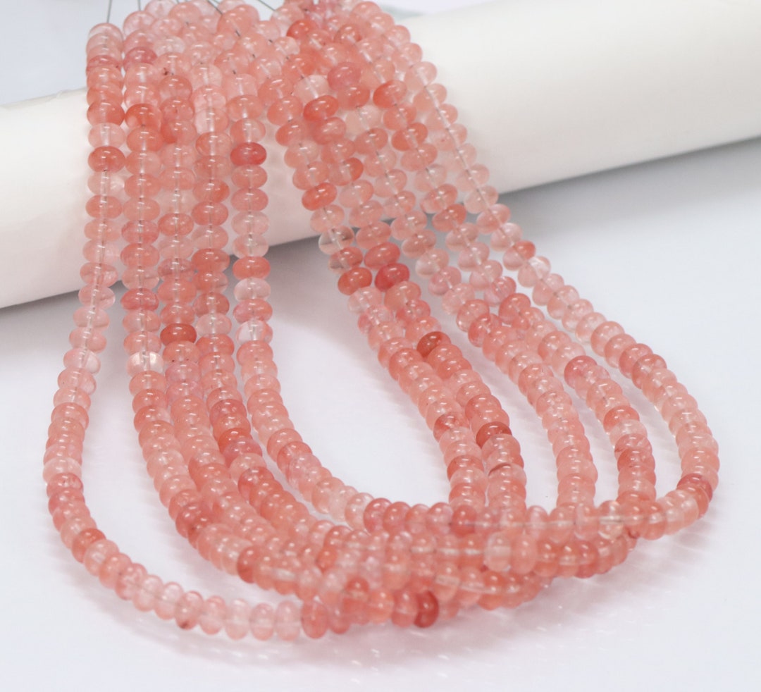 8mm Watermelon Color Quartz Smooth Rondelle Beads, 15inch Watermelon ...
