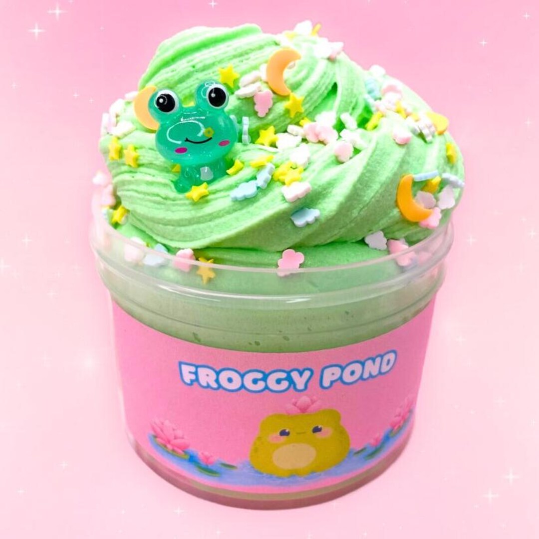 Froggy Pond Butter Slime: Green Apple Scented Slime With Sprinkles - Etsy