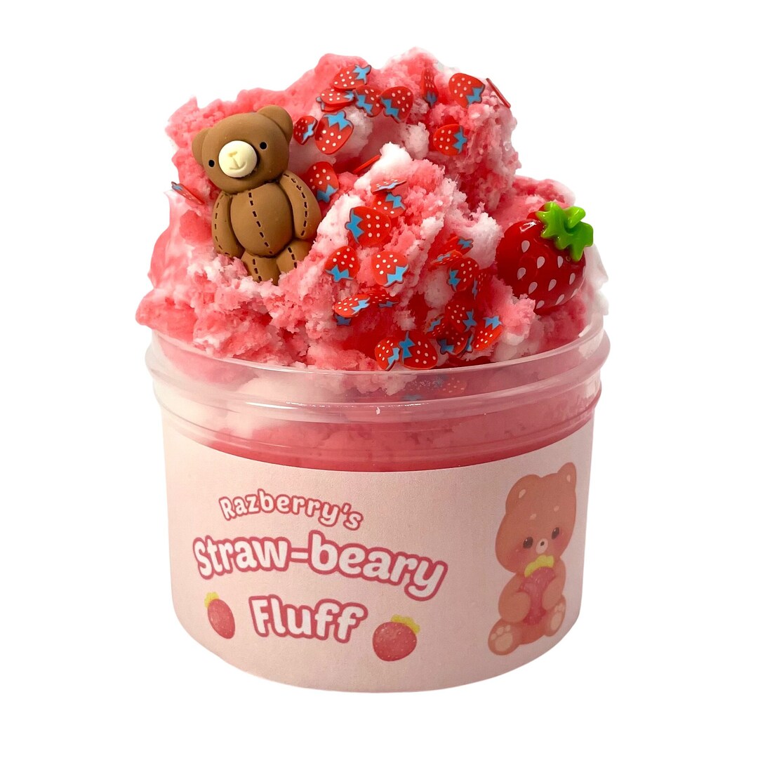 Fluffy Cloud SLIME ,2 Tone Strawberry Bear Fluff Slimes, ASMR, Famous ...