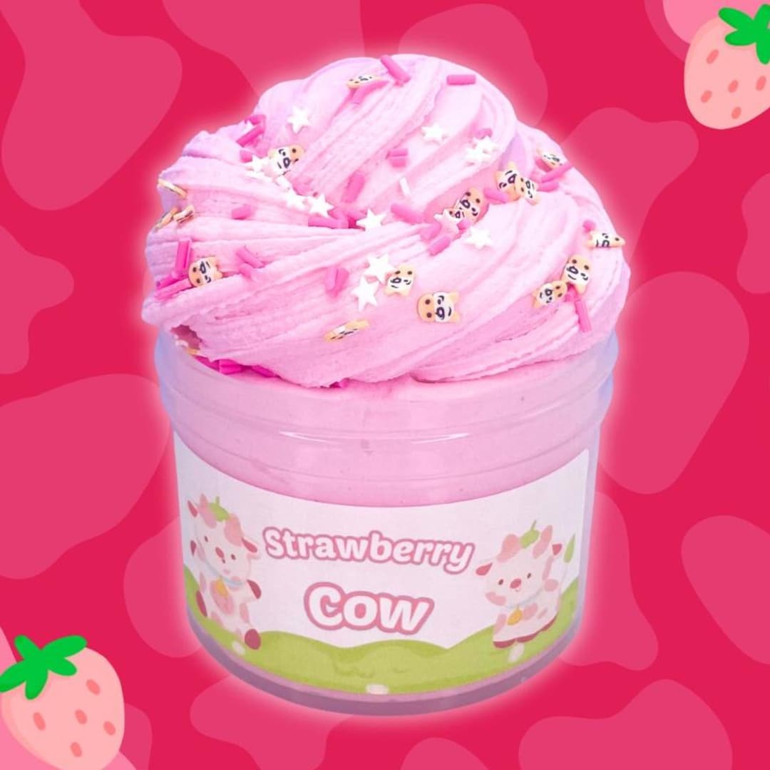 Fluffy Pink Butter Slime: Strawberry Cow Scented, Stress Relief - Etsy