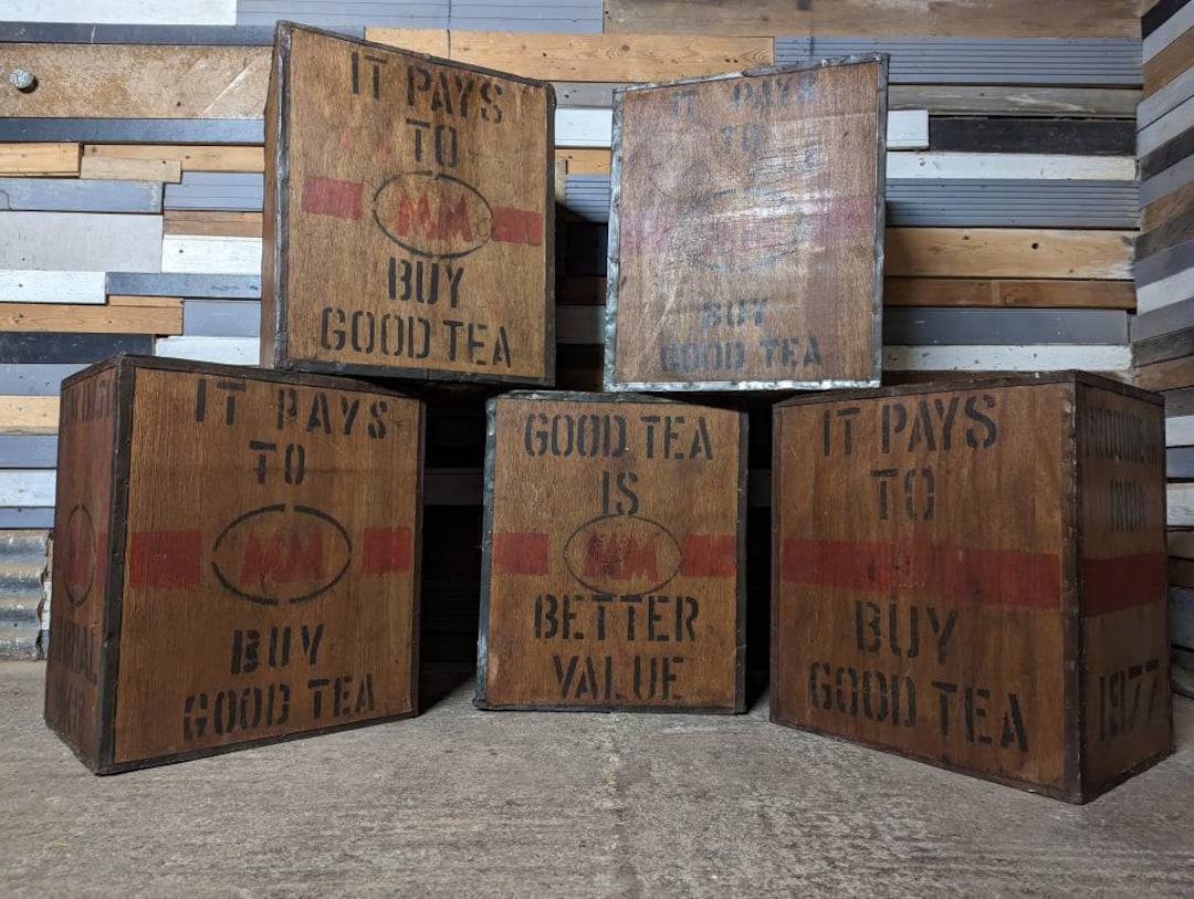 Vintage Retro Mid Century Old Tea Chest Box Storage Bedside Table Box ...