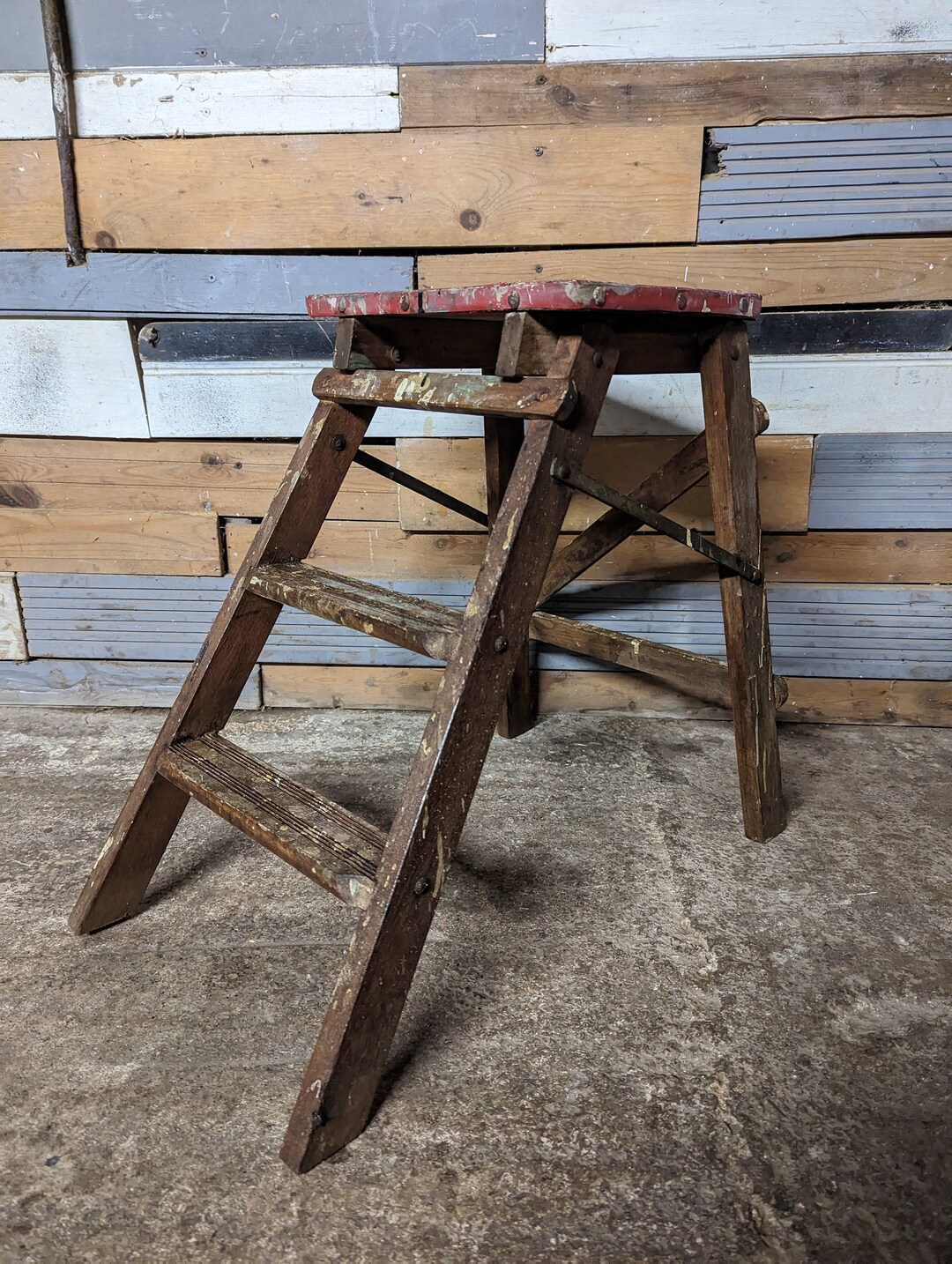 Retro Vintage Mid Century Industrial Step Ladder / Stool Free - Etsy
