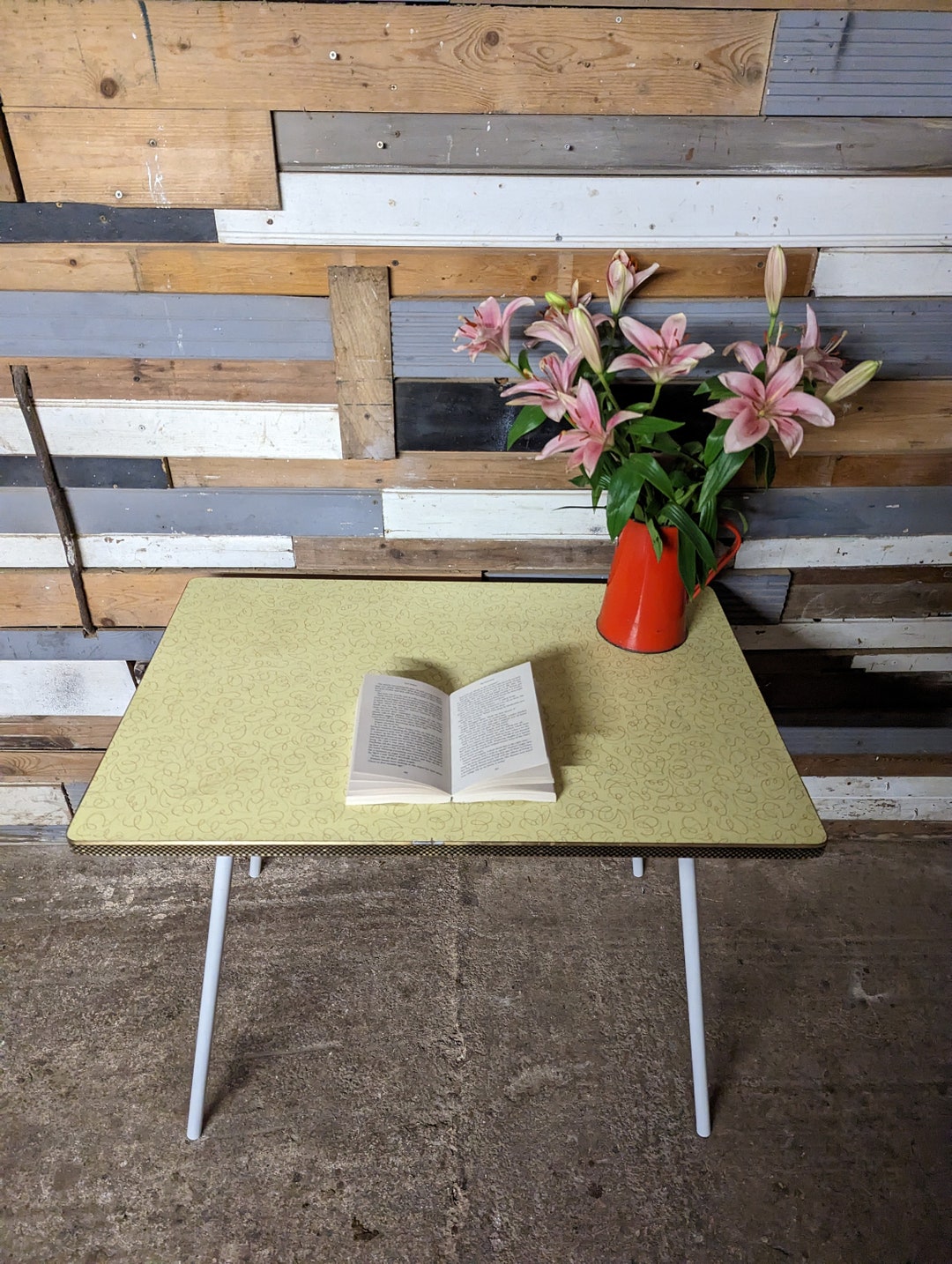 Vintage Mid Century Yellow Formica Dining Kitchen Table - Etsy
