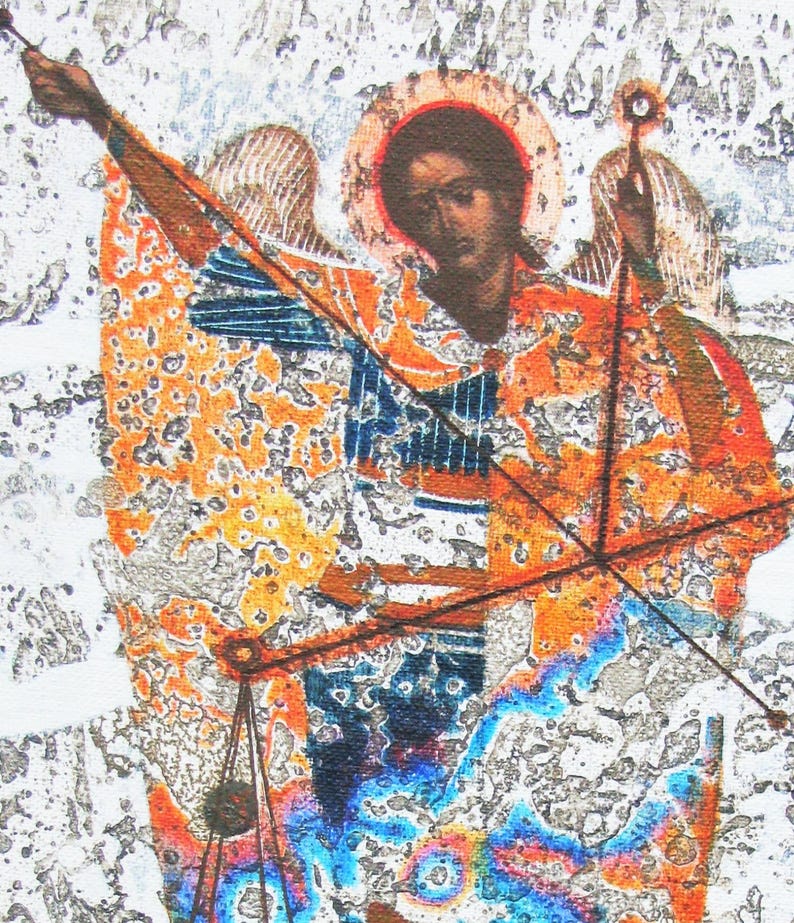 Archangel Michael, Full Colour Art Print on Natural Canvas of the Icon ...