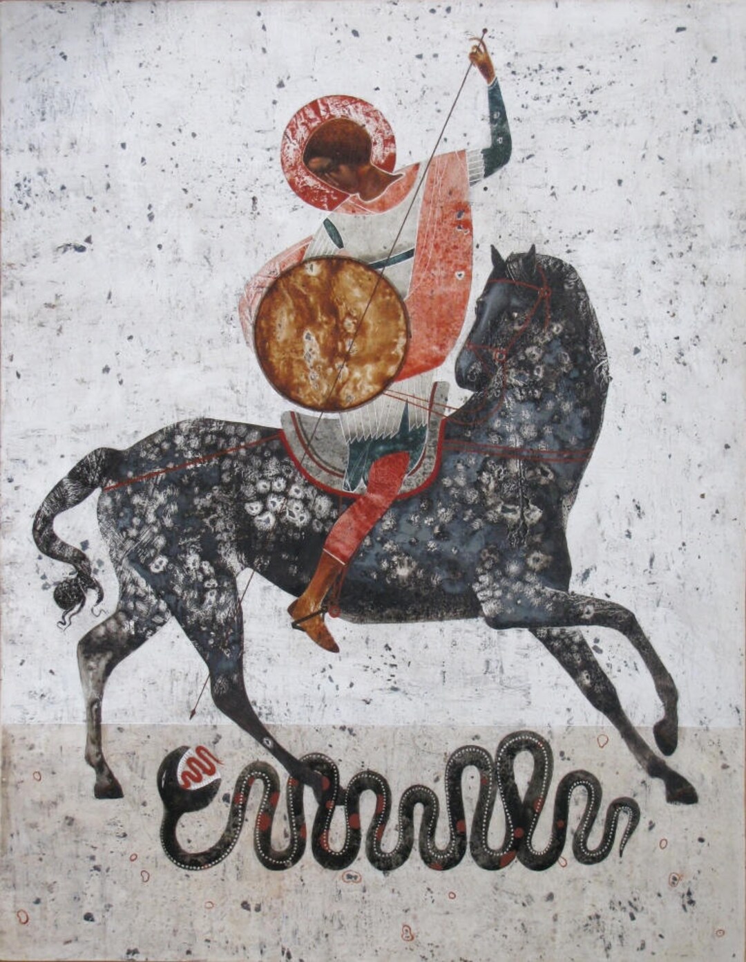 St. George, Original Print on Natural Canvas and Stretcher of Modern ...