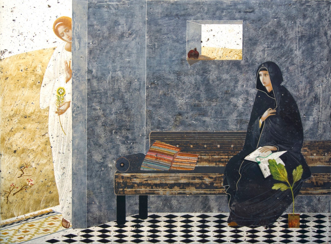 Annunciation, Original Giclee Full Colour Print on Canvas of Modern ...