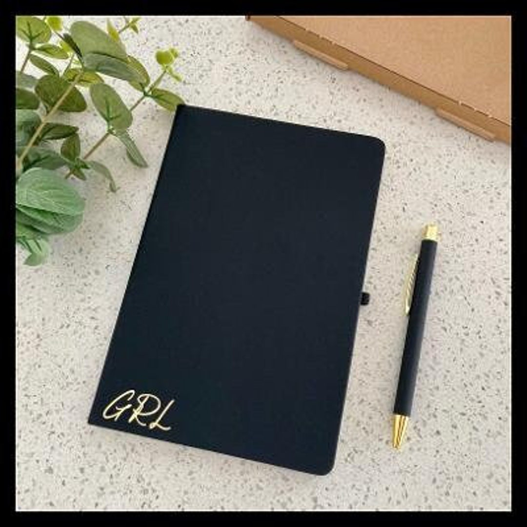 Personalised Initial Notebook A5 Note Book Journal Black - Etsy UK