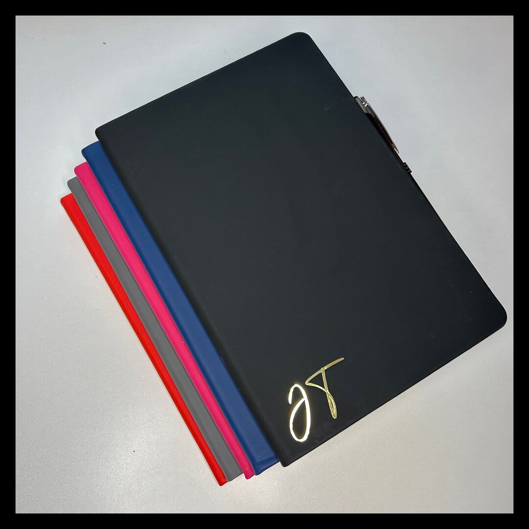 Personalised Initial Notebook - A5 Note Book, Journal, Black With ...