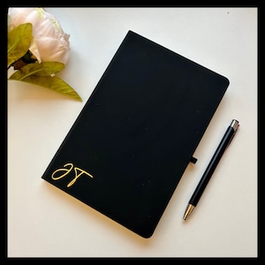 Personalised Initial Notebook - A5 Note Book, Journal, Black With ...