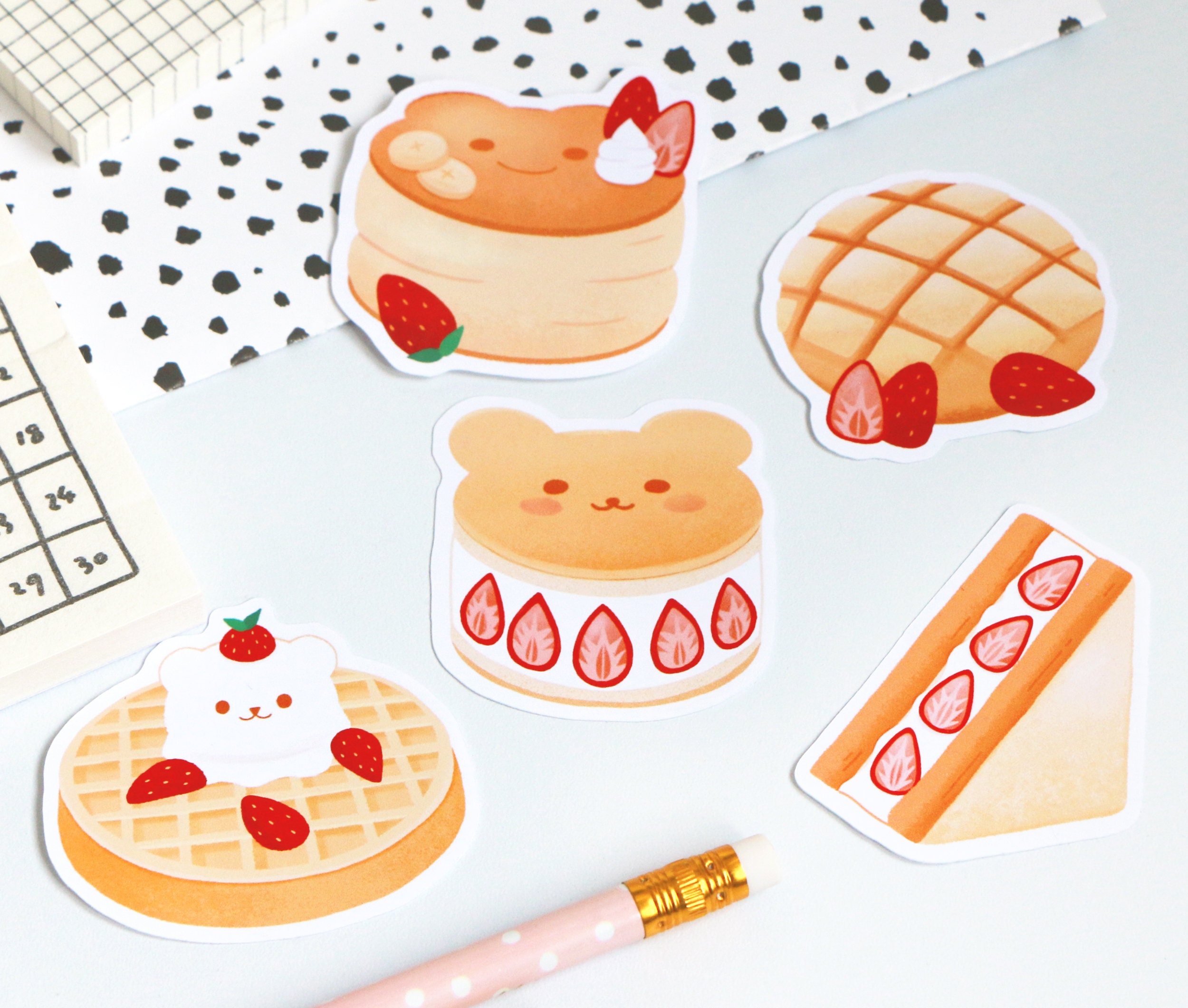 CUTE PASTRIES STICKERS Pack de 5 stickers Fluffy pancakes | Etsy