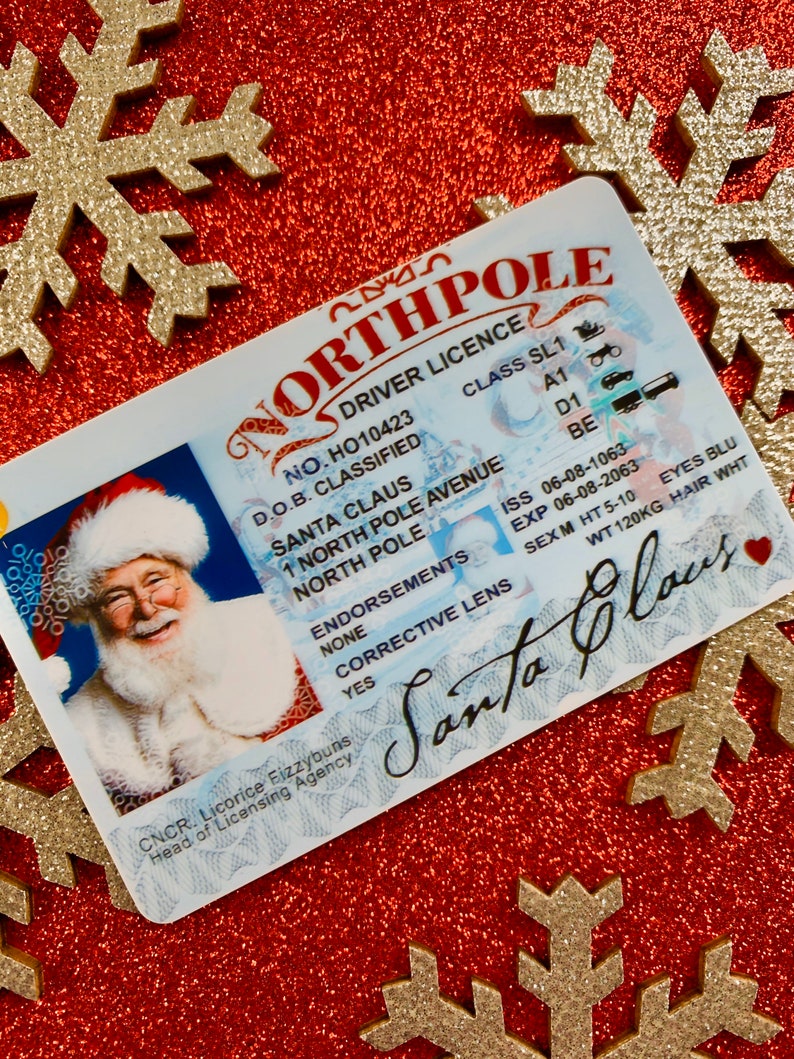 Santa's Sleigh / Lost Driving License/ Santa License / | Etsy