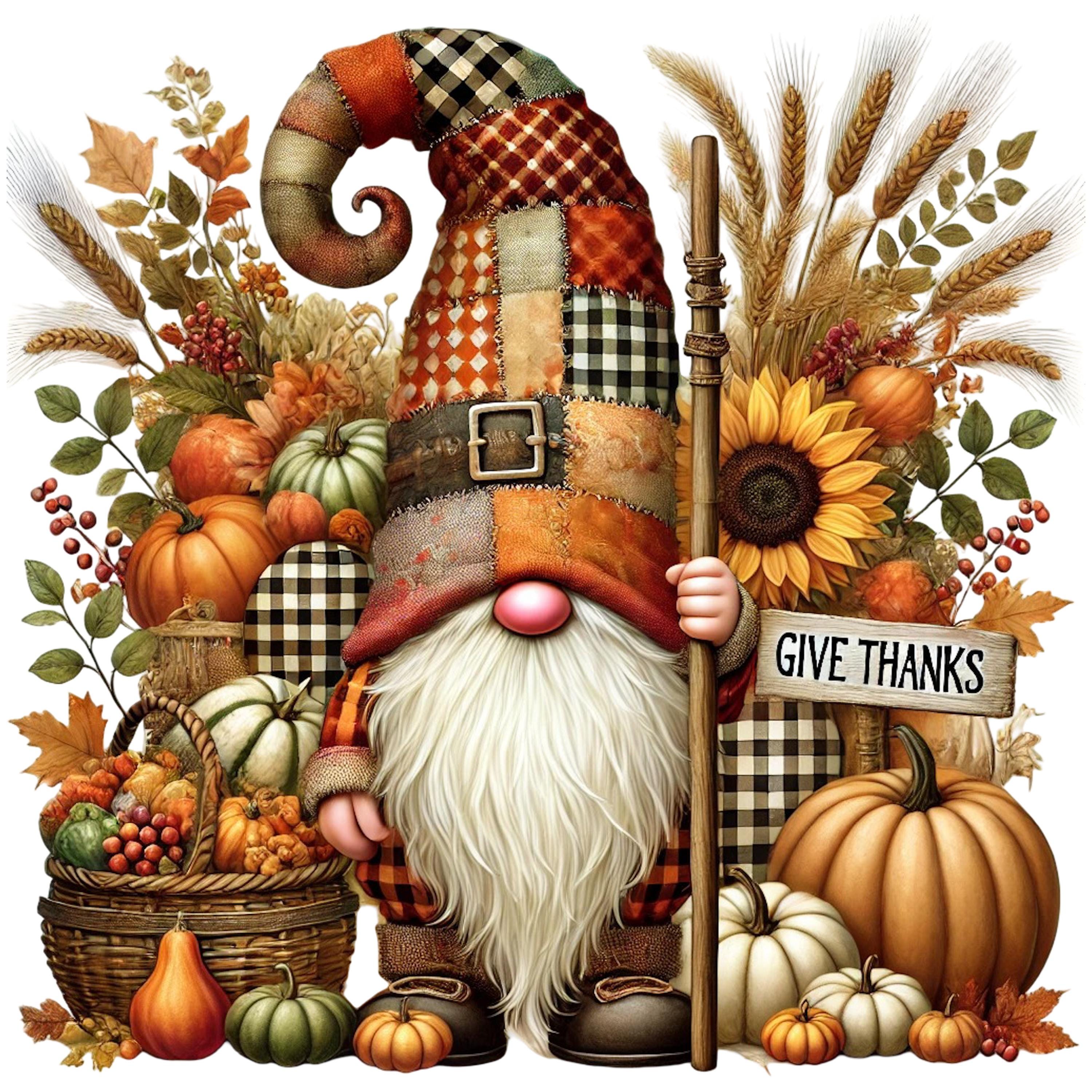 5 Fall Gnomes JPG & Sunflowers Watercolor Clipart: Junk Journaling ...