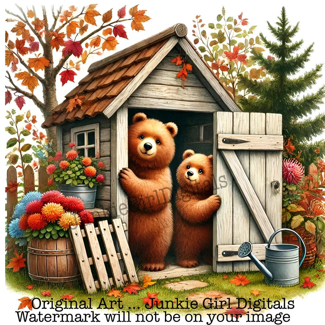5 JPG Peeking Bears Clipart Bundle, Whimsical Junk Journal Art JPG ...