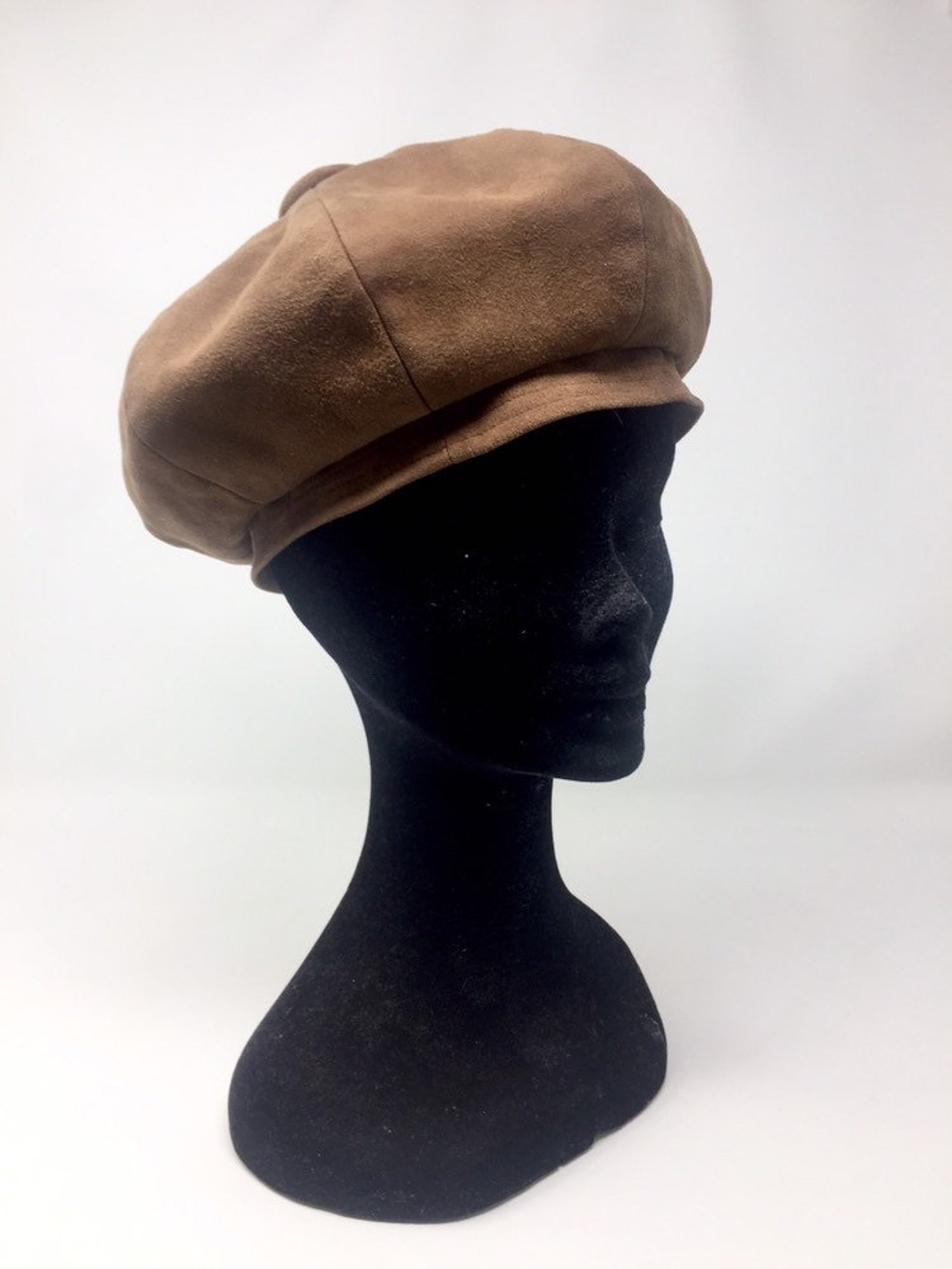 Vintage Basque Hat Woman in Brown Leather Newsboy Cap - Etsy