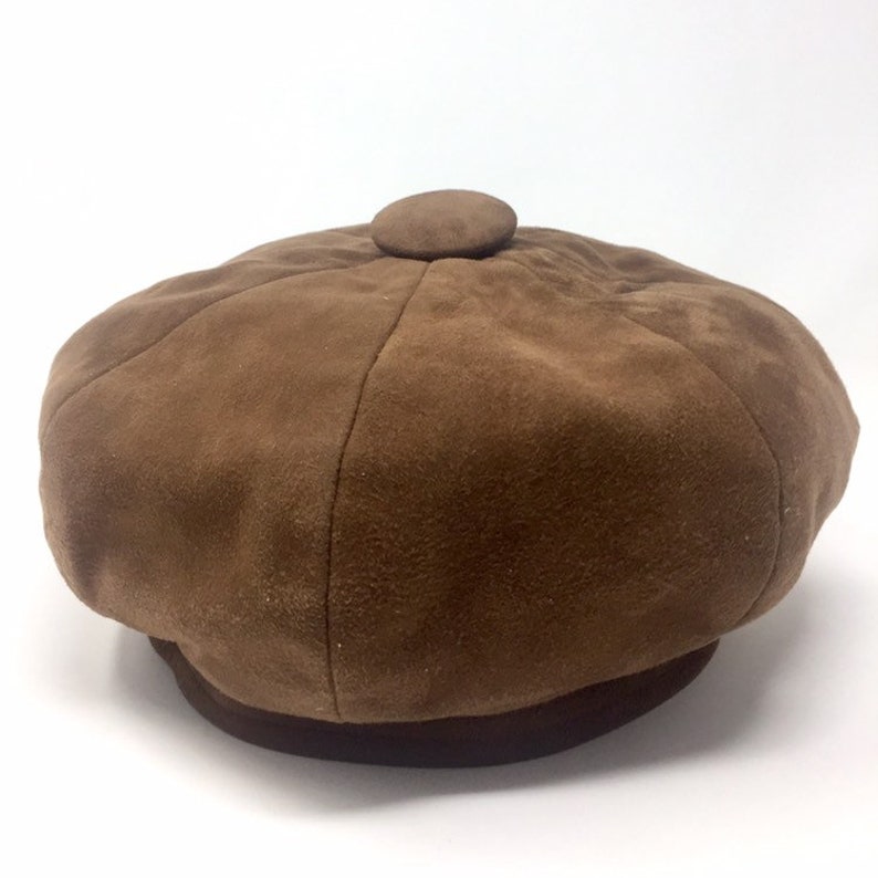 Vintage Basque Hat Woman in Brown Leather Newsboy Cap - Etsy